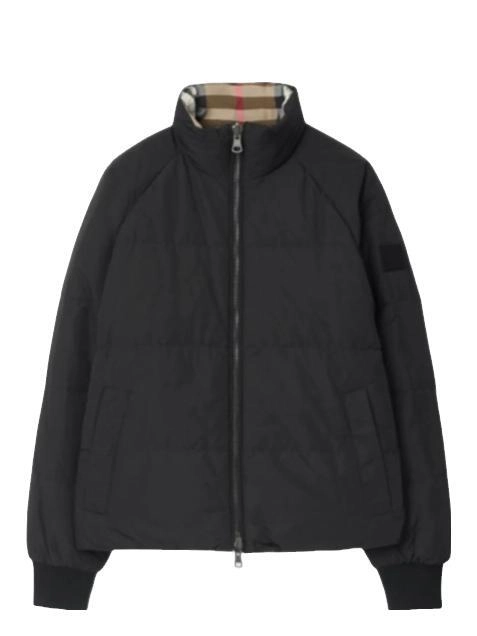 Burberry Zippered Cotton Jacket With Stand Collar - Black