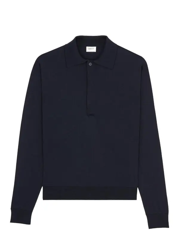Saint Laurent Button Detailed Ribbed-knit Polo Shirt - Black