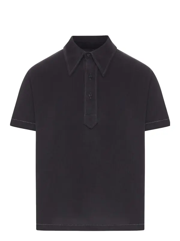 MAISON MARGIELA Short Sleeve Polo Shirt With Contrasting Stitching - Black