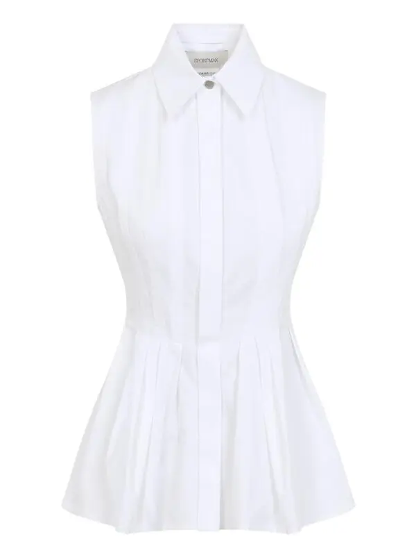 Sportmax Sleeveless Pleated Blouse - White