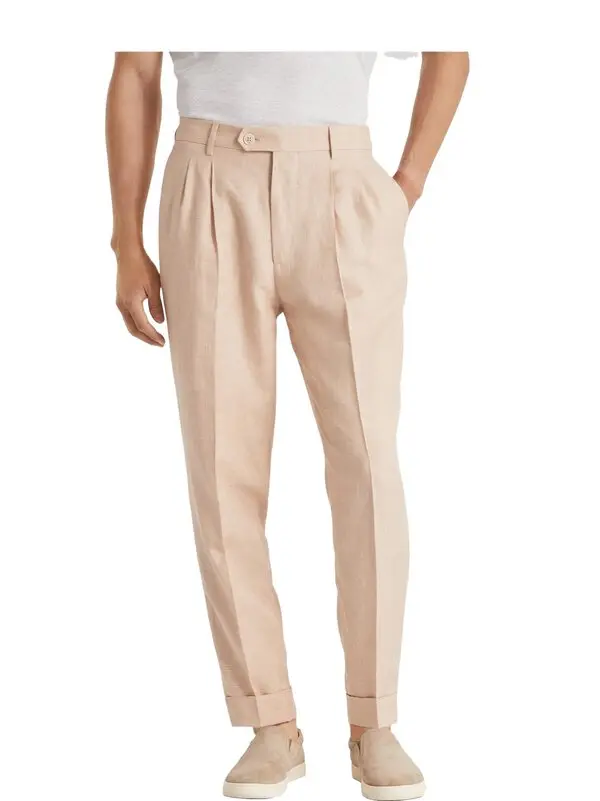 Brunello Cucinelli Prince Of Wales Check Trousers - Melon Color