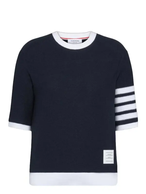 Thom Browne 4-bar Knitted T-shirt - Navy Blue