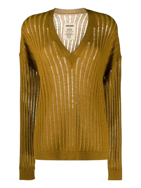 UMA WANG V-neck Long Sleeve Knitwear - Brown