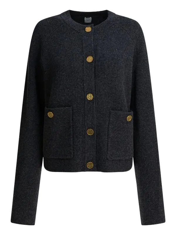 TOTEME Hammered Button Cardigan With Patch Pockets - Black