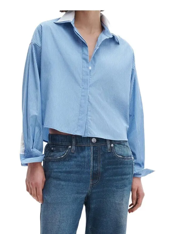 Rag & Bone Striped Long Sleeve Shirt - Blue