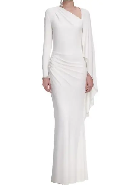 SELF-PORTRAIT Draped Maxi Dress - White