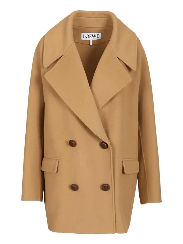 Loewe Double-breasted Coat - Camel