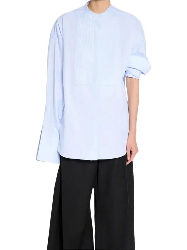 NACKIYE Long Sleeve Shirt With Pintucked Detail - Blue