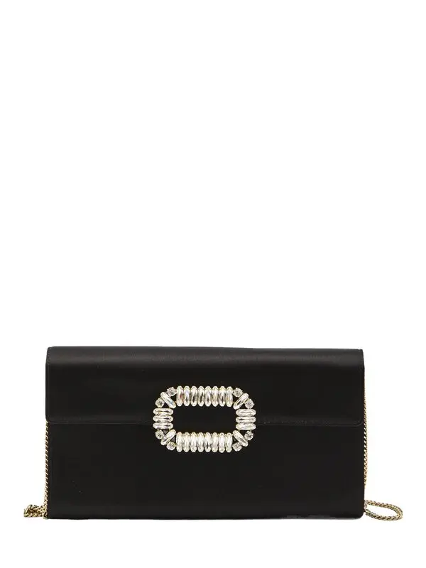 ROGER VIVIER Pilgrim Clutch Bag With Crystal Buckle - Black