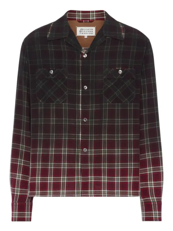 MAISON MARGIELA Ombre Plaid Buttoned Shirt - Bordeaux