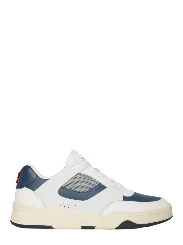 Celine Ct-09 Trainer Sneaker In Calfskin And Mesh - Super White/navy Blue