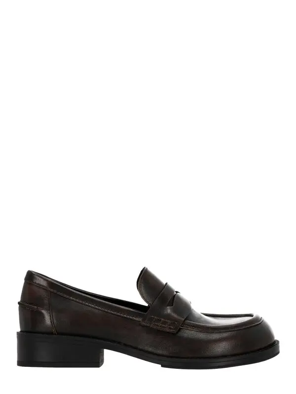 Ash Round Toe Slip-on Loafers - Black