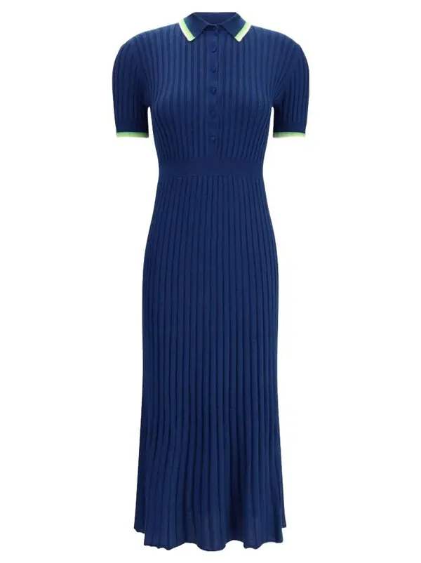 Gabriela Hearst Eyot Ribbed Knit Dress - Blue