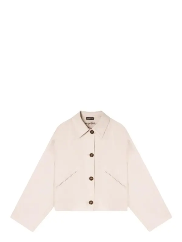 Emporio Armani Cropped Cotton Jacket - Light Brown