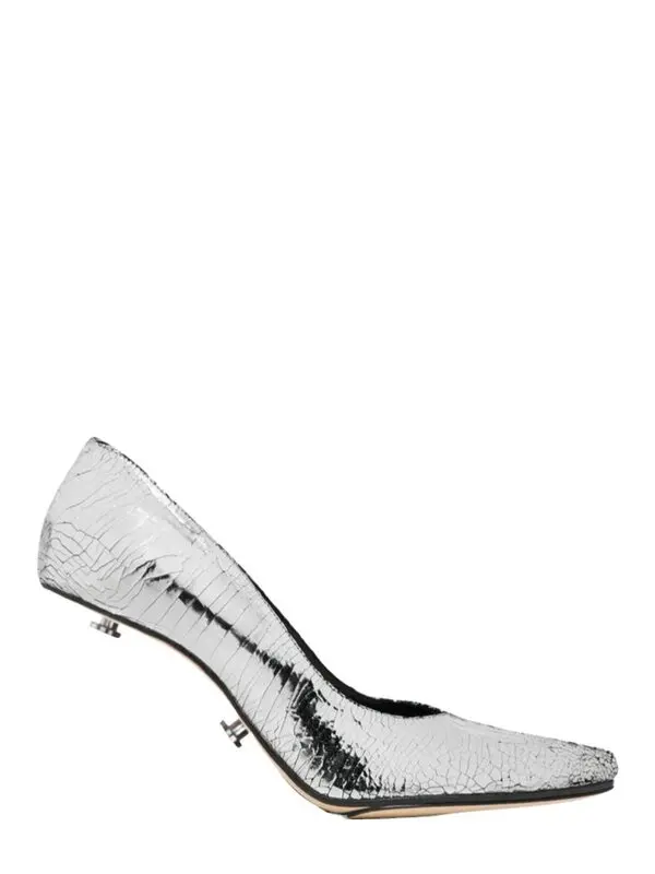 MAISON MARGIELA Tabi Plexi Wedge Heeled Pumps In Broken Mirror Leather - Silver