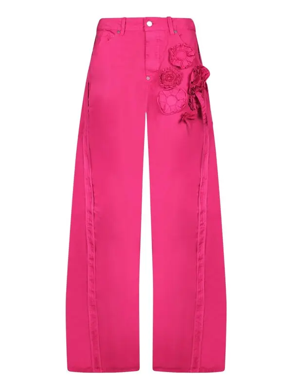 Dsquared2 Appliquéd Wide-leg Pants - Pink