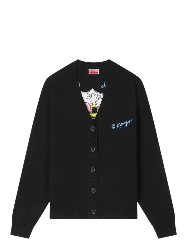 Kenzo Wild Tiger Wool Cotton Cardigan - Black