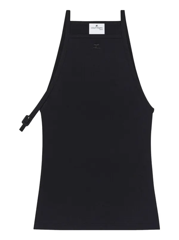 COURREGES Courrèges Ribbed Halter Top With Buckle Detail - Black