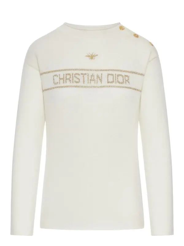 Dior Long-sleeved Cashmere Knitwear - Off-white/gold