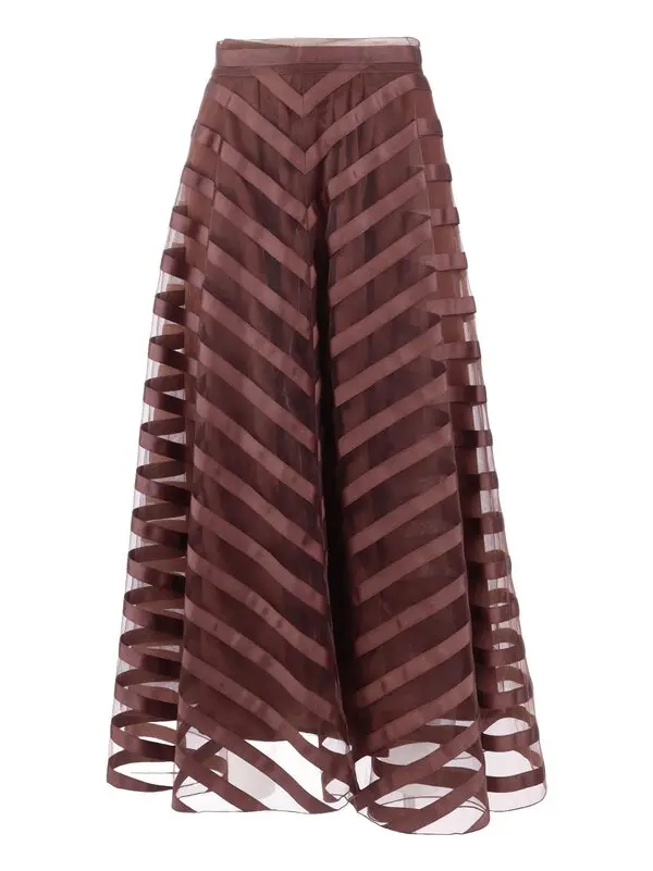 P.a.r.o.s.h Striped Midi Skirt - Brown