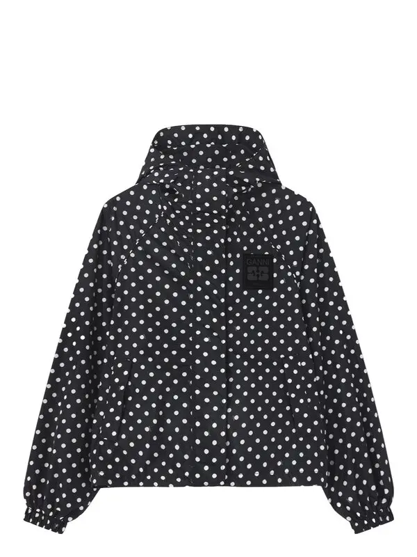 GANNI Polka Dot Hooded Jacket - Black
