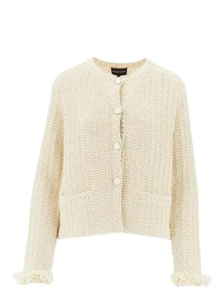 Emporio Armani Textured Pocket Cardigan - Nude