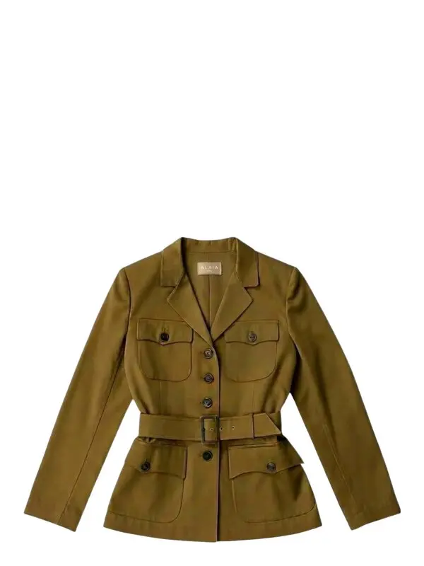 Alaïa Belted Long-sleeved Button-down Jacket - Brown