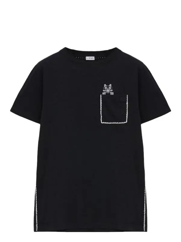 Loewe Anagram Embroidered Crewneck T-shirt - Black