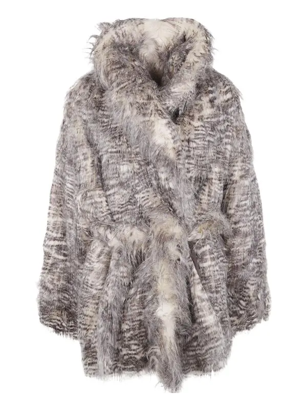 ENTIRE STUDIOS Belted Shearling Coat - Gray