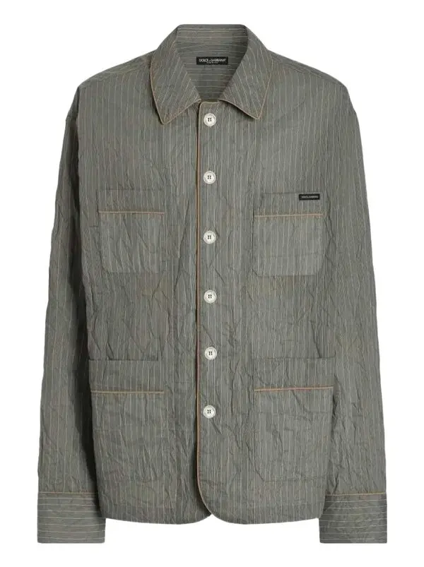 Dolce & Gabbana Dolce Gabbana Crinkled Stripe Shirt - Gray