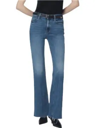 MOTHER Mid-rise Flared Jeans With Frayed Hems - Blue