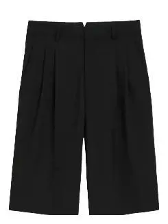 Ami Low Waist Wide Bermuda Shorts - Black