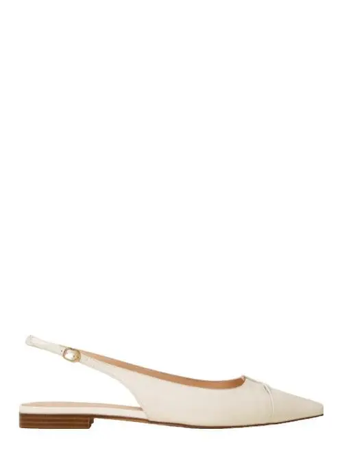 TWINSET Leather Slingback Ballet Flats With Metal Logo Detail - Lily Color