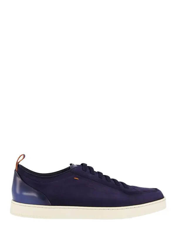 Santoni Low-top Lace-up Sneakers With Side Brand Lettering - Blue
