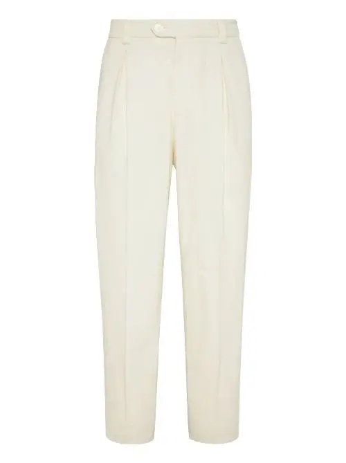 Brunello Cucinelli Cotton Pleated Trousers - Off-white