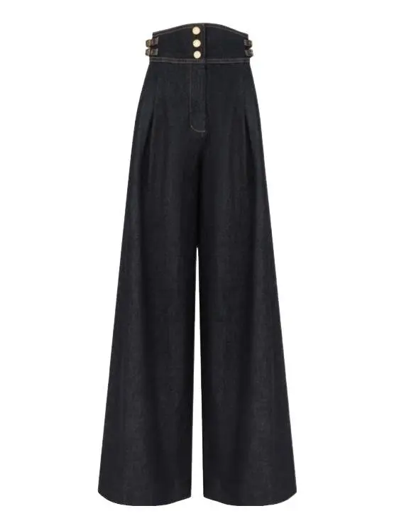 Zimmermann Rebellion High-waisted Pleated Jeans - Black