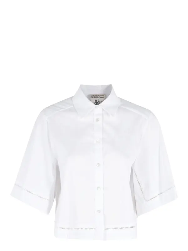 SEMICOUTURE Embroidered Short Sleeve Shirt - White