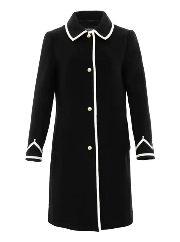 Moschino Contrast Trim Lapel Coat - Black