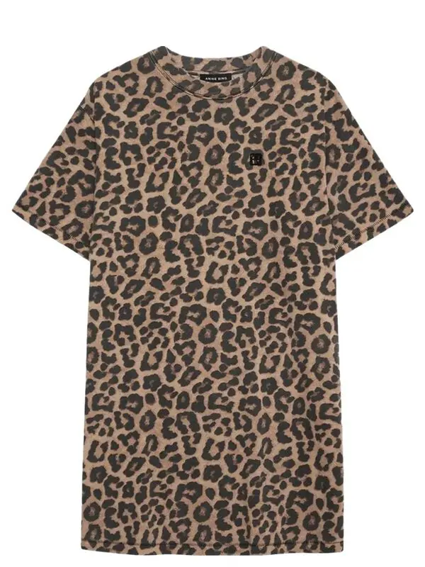 ANINE BING Beth Mini Dress Leopard Print - Black