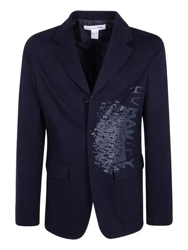 Comme Des Garçons Graphic Printed Blazer - Black