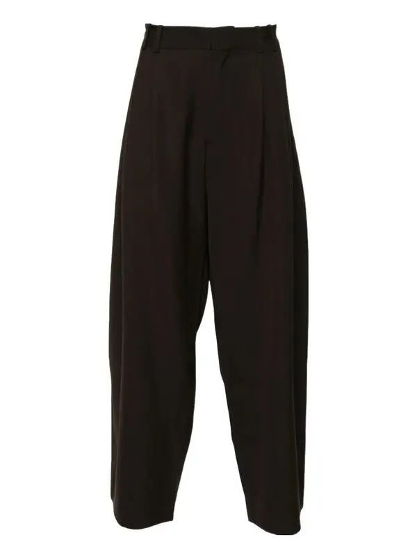 Studio Nicholson Oxford Weave High-waisted Straight Leg Trousers - Coffee Brown