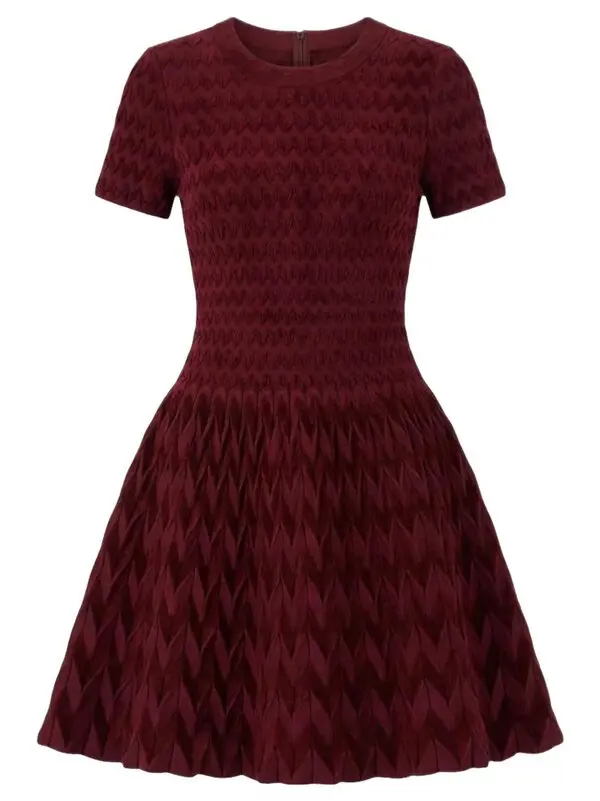 Alaïa Round Neck Knit Midi Dress - Red