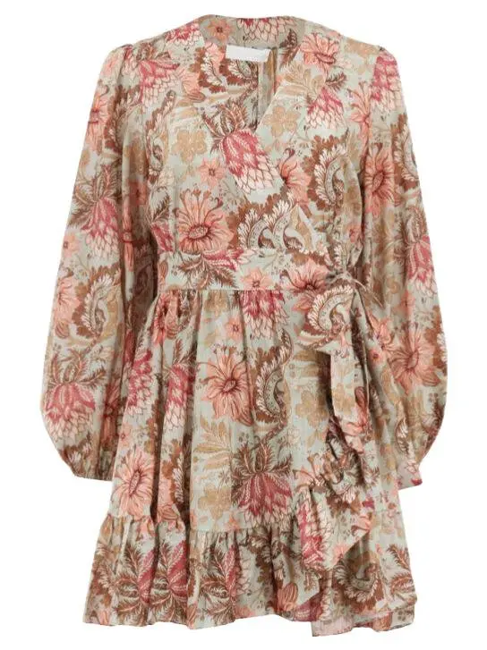Zimmermann Daylight Mini Wrap Dress - Nude