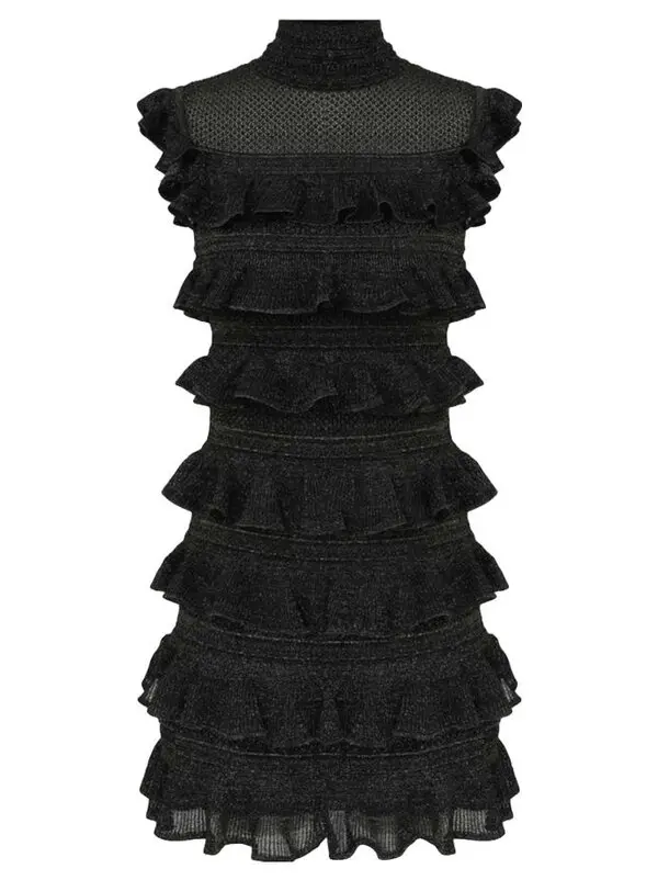 Zimmermann Rebellion Frill Mini Dress - Metallic Black