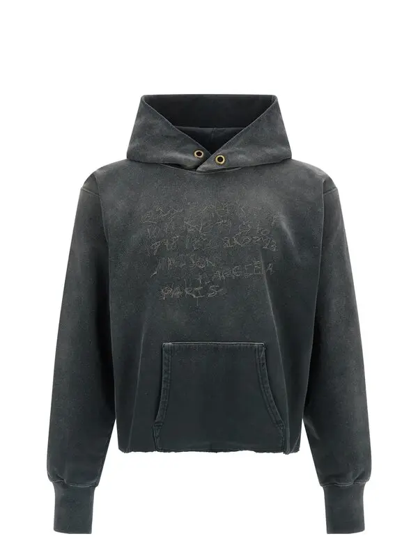 MAISON MARGIELA Drawstring Hoodie With Printed Detail - Black