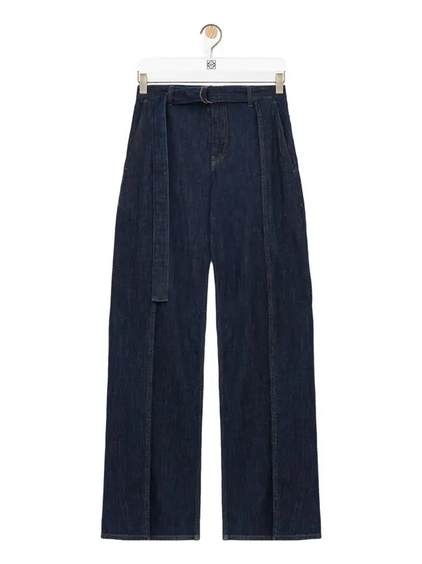 Loewe Logo Patch Wide Leg Jeans - Indigo