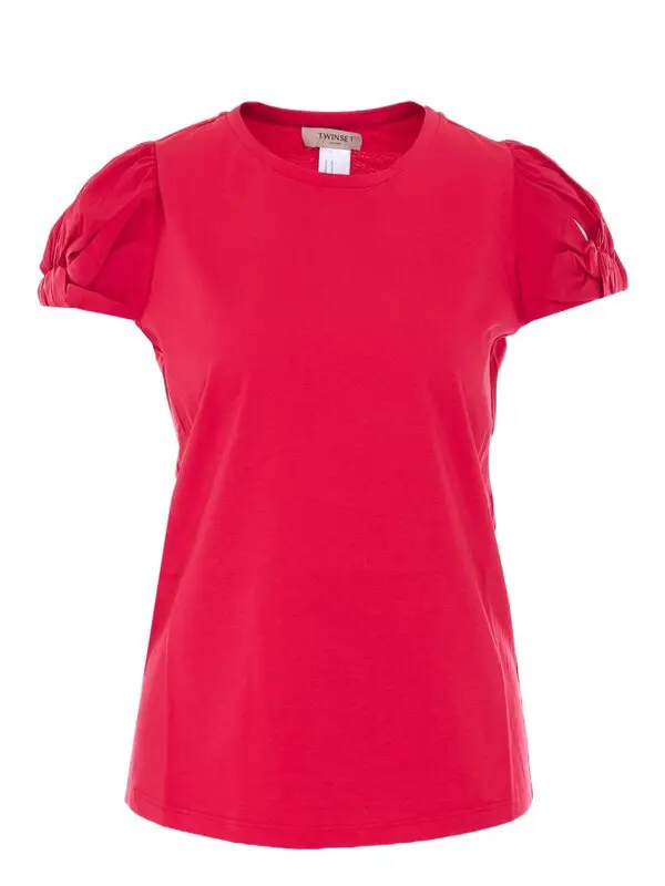 TWINSET Gathered Sleeve T-shirt - Red