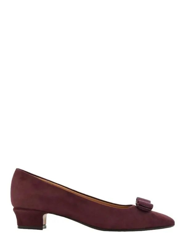 FERRAGAMO Vara Bow Block Heel Pumps - Plum