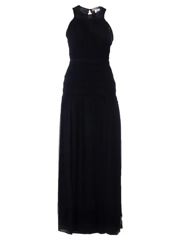TWINSET Sleeveless Gown Dress With Pleated Design And Gathered Waist - Black