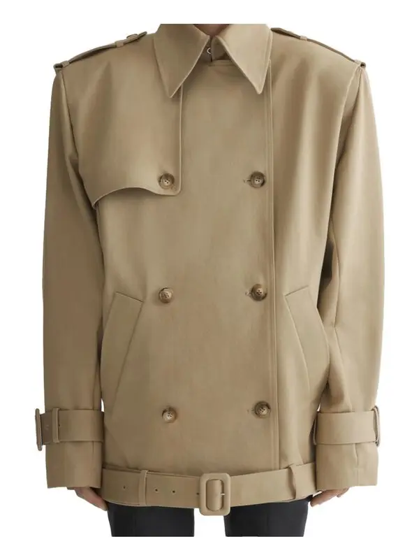 MUGLER Belted Double-breasted Jacket - Beige